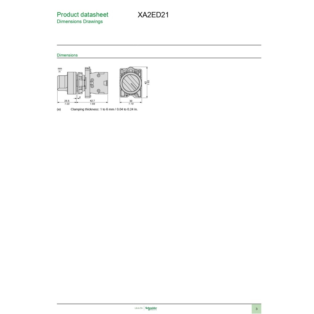 Schneider Electric - Selector switch, ขนาด 22 mm, 2 ตำแหน่ง, แบบค้าง ...