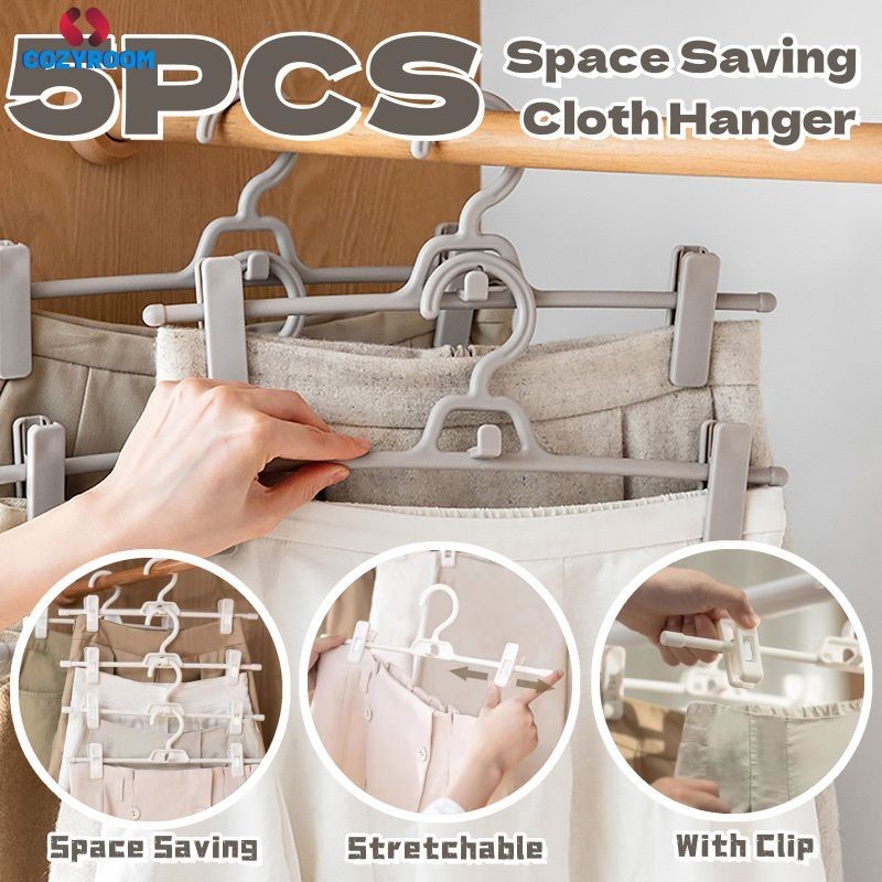 5pcs กระโปรง Peg Hanger Space Saving Hook Rack กางเกง Fix คลิปแขวนขา ...