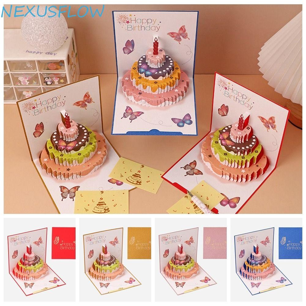 Nexusflow วันเกิดเค้กการ์ดข้อความ,อบอุ่น DIY การ์ดอวยพรวันเกิดแฮปปี้,ซองจดหมายที่มีสีสันการ์ตูน ...
