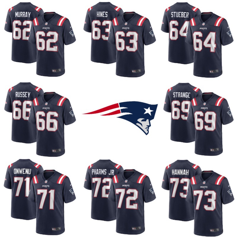 เสื้อกีฬามาริโน่ ปักลาย Nueva England NFL Patriot 62 Murray 63 Hines 64 ...
