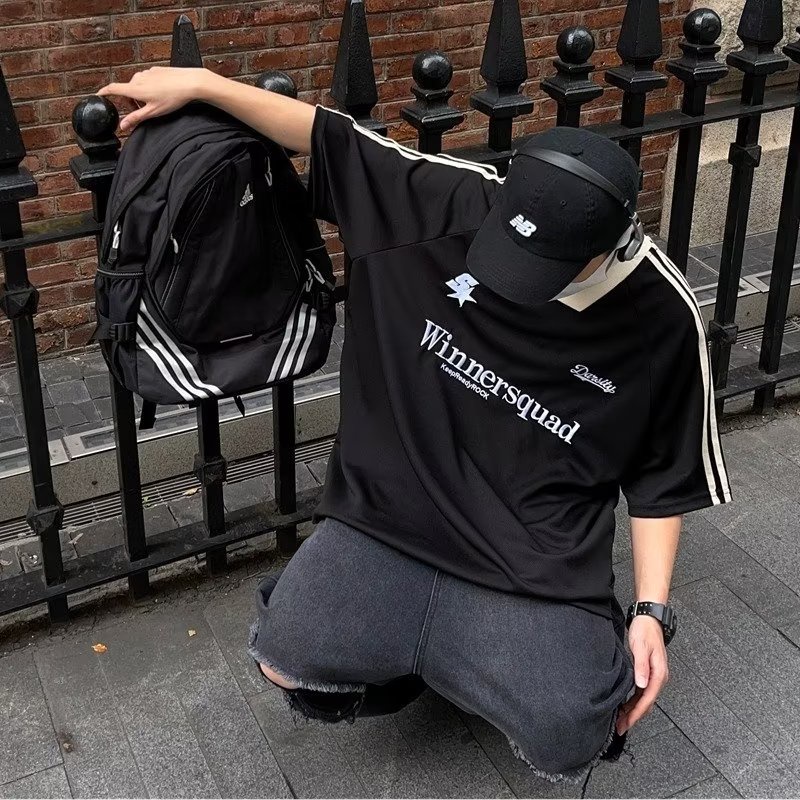 เสื้อยืดแขนสั้น ทรงหลวม เข้ากับทุกการแต่งกาย สไตล์สตรีท แฟชั่นเรโทร ...