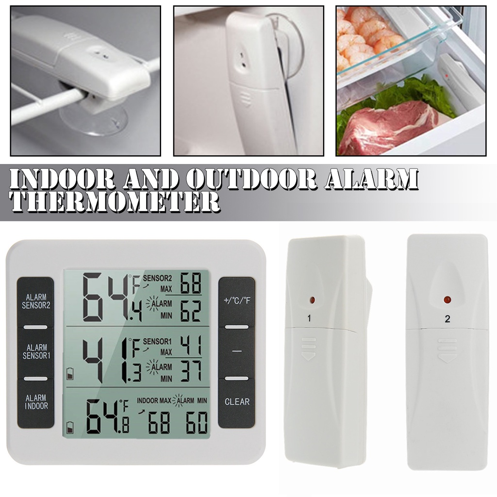 Refrigerator Thermometer Wireless Indoor Outdoor Freezer Temperature ...