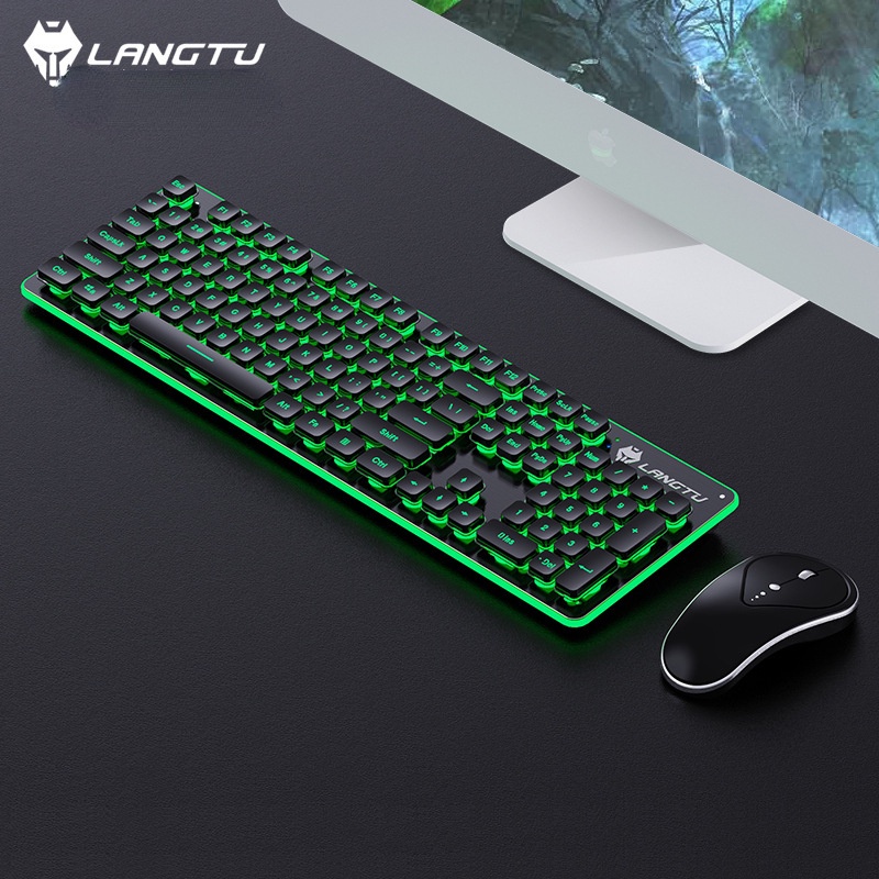 ใหม่ ชุดคีย์บอร์ดเมาส์เกมมิ่งไร้สาย 104 คีย์ LT600 เสียงเงียบ ชาร์จได้ ...