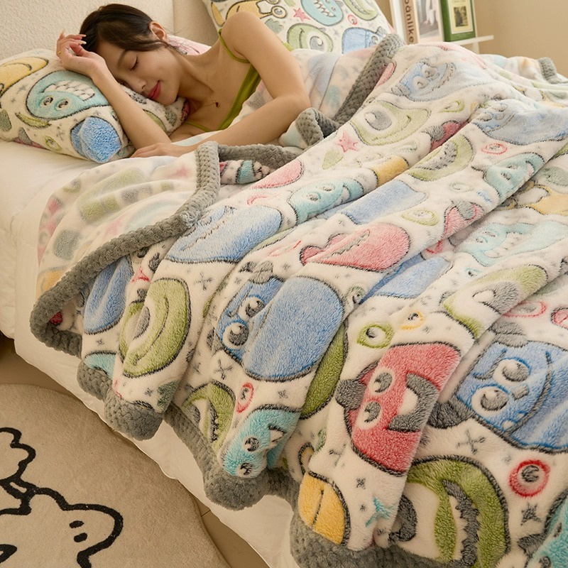 [ten Beans] ผ้าห่ม ผ้าฟลีซ แบบหนา ขนาดเล็ก 3.5 ฟุต 5 ฟุต 6.5 ฟุต ...