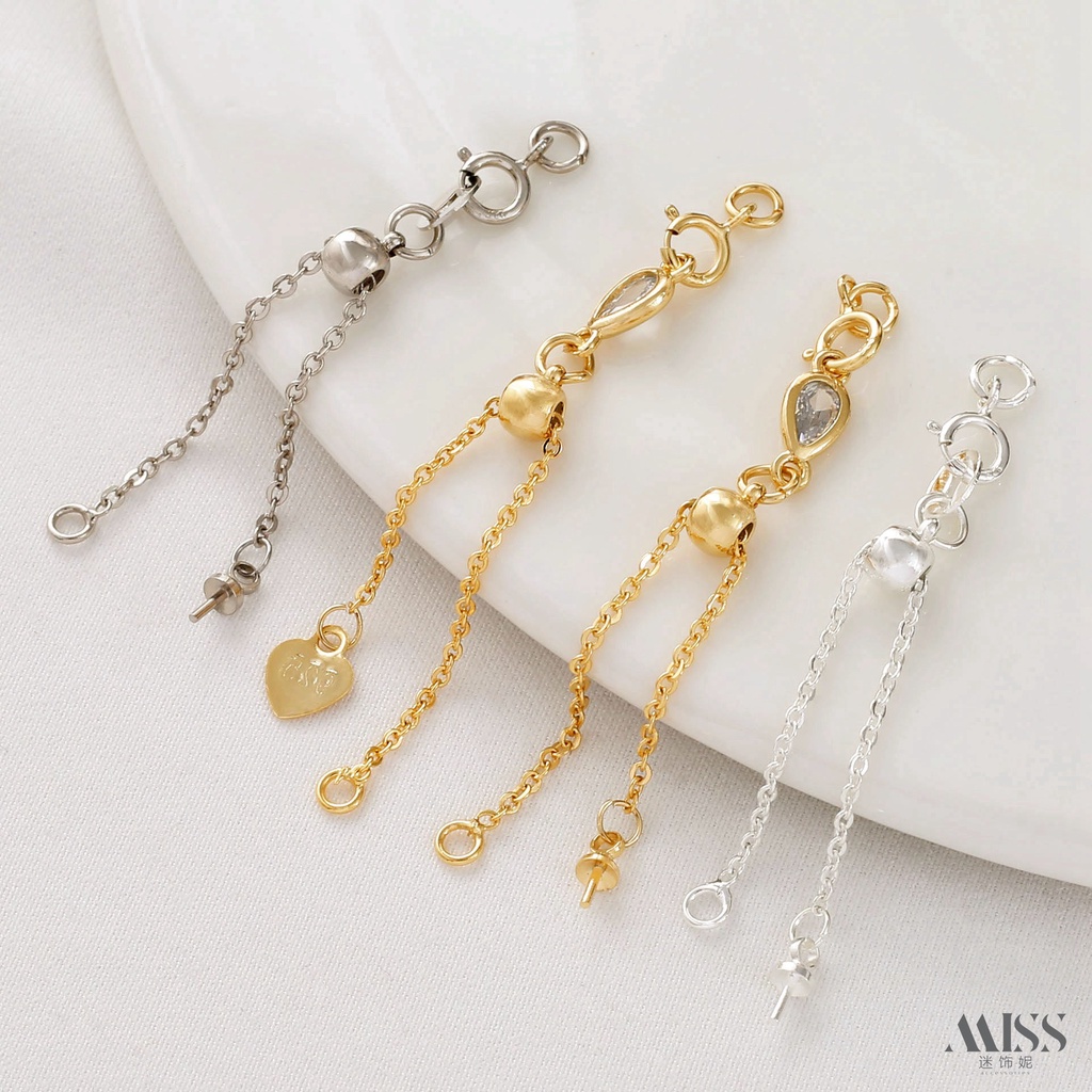 สปริงหัวเข็มขัดโซ่ขยายโซ่ปรับพร้อมขา 14K Gold-clad สี Retention 925 diy Finishing การเชื่อมต่อ ...