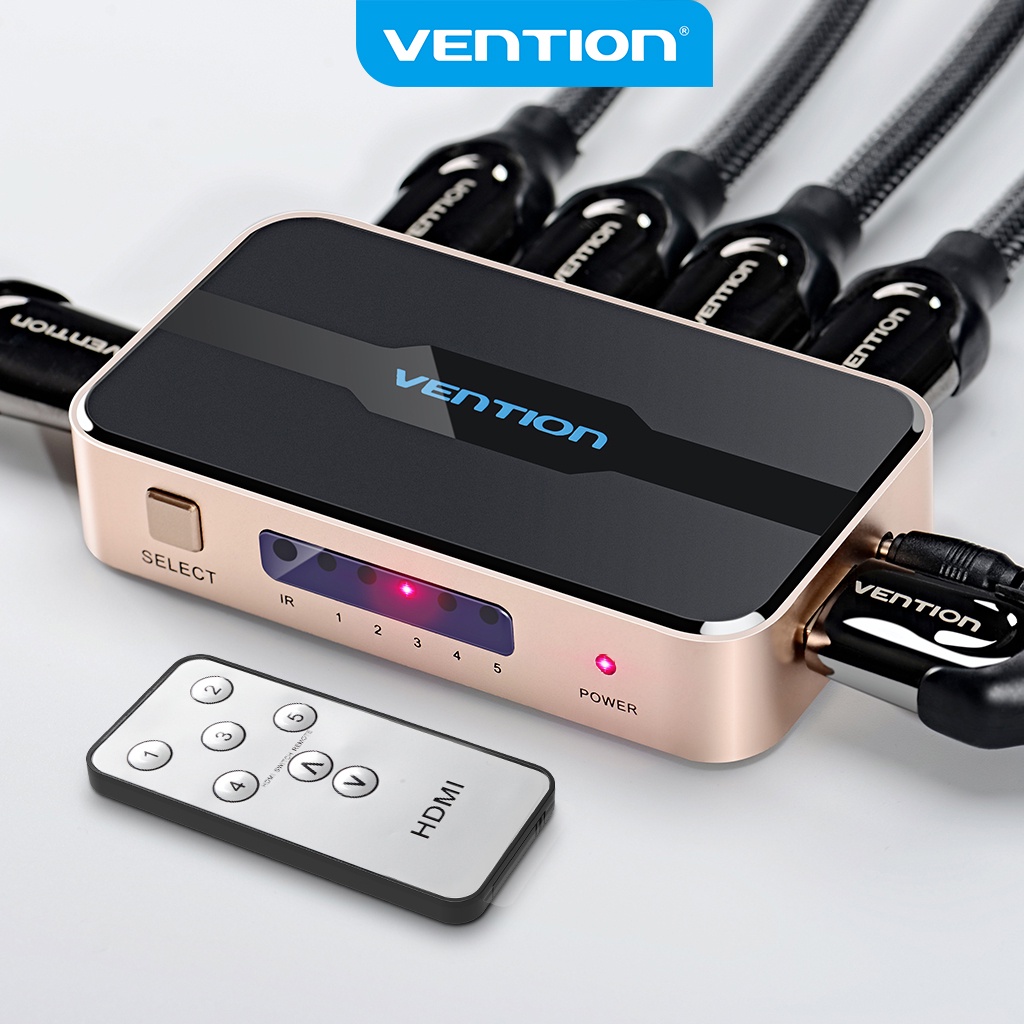 Vention HDMI สวิทช์ 5 In 1 Out 4K * 2K 3D HD HDMI Splitter | Shopee ...