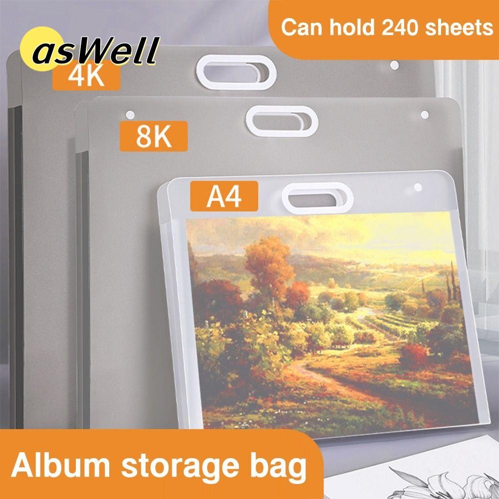 Aswell ภาพวาดถุงเก็บกระดาษ, แฟ้มกันน้ํา 4K/8K/16K, Simple แบบพกพา A2/A3/A4 อัลบั้มรูปของขวัญ ...