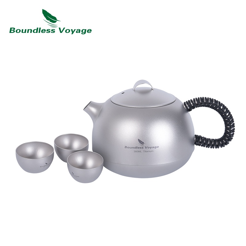 Boundless Voyage กาต้มน้ําชา ไทเทเนียม พร้อมตัวกรอง 380 มล. และถ้วย 25 มล. 3 ชิ้น สําหรับตั้ง ...