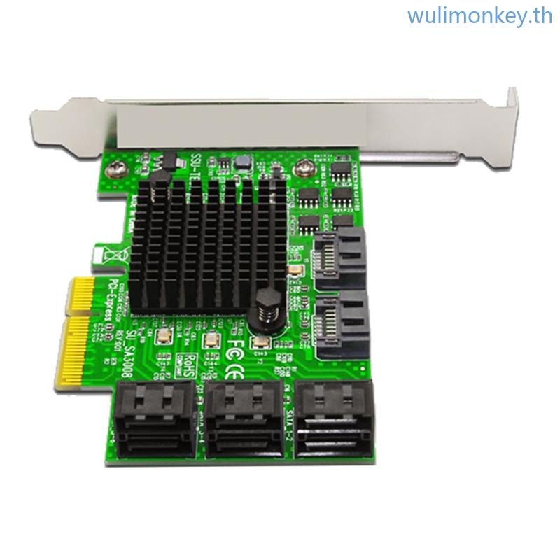 Wu อะแดปเตอร์การ์ดขยาย PCI-E เป็น SATA3 0 8 พอร์ต X4 X8 สําหรับ Express ...