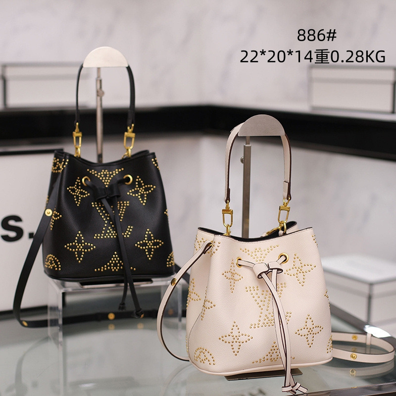 VL Fashion Drawstring Portable Bucket Tote Bag Women Ins Retro Printed ...