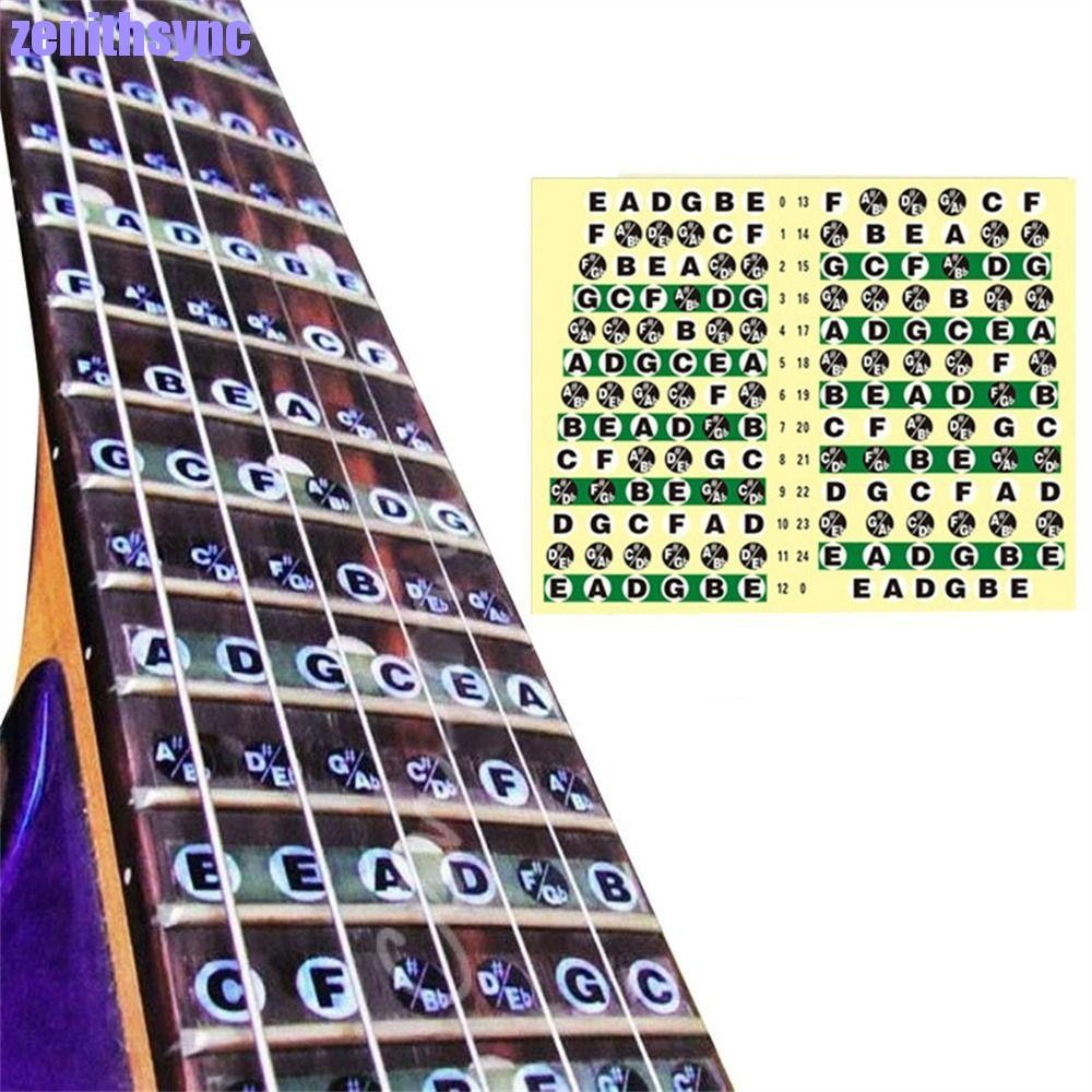 Zenithsync กีตาร์หมายเหตุสติกเกอร์การเรียนรู้แบบพกพา Frets หมายเหตุ Decal Fingerboard สติกเกอร์ ...