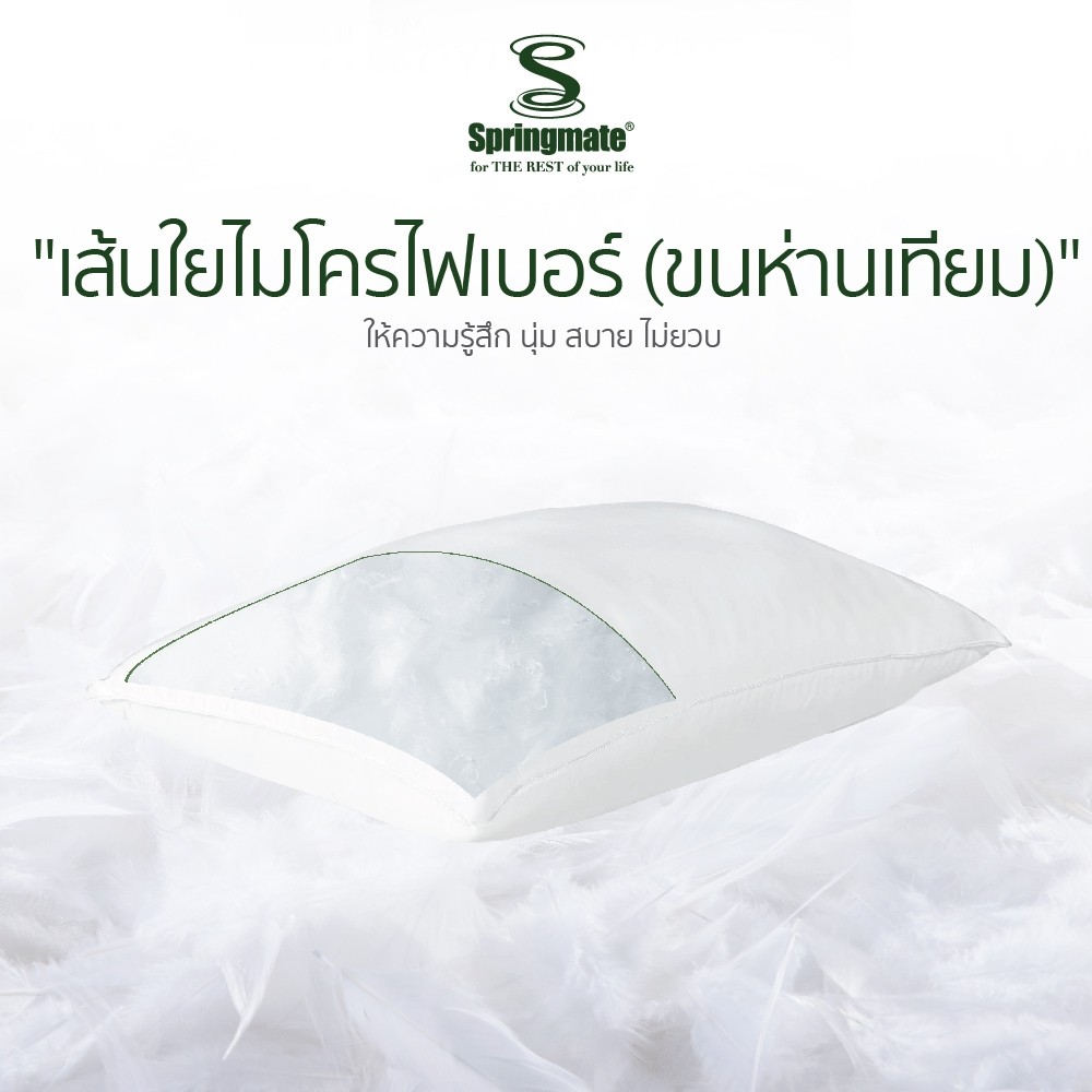 ไม่ปวดคอ Springmate หมอนไฮโปอัลเลอร์จีนิค หมอนหนุนเพื่อสุขภาพ ป้องกันภูมิแพ้ หมอนขนห่านเทียม ...