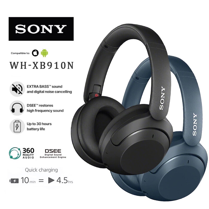 【ต้นฉบับ】 Sony WH-XB910N/1000XM/QC45N หูฟังไร้สายบลูทูธพร้อมไมโครโฟนตัด ...