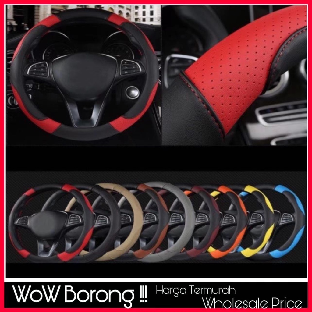 Universal PU หนังพวงมาลัยรถ 38 ซม.ฝาครอบ Stering Breathable Non-Slip ...