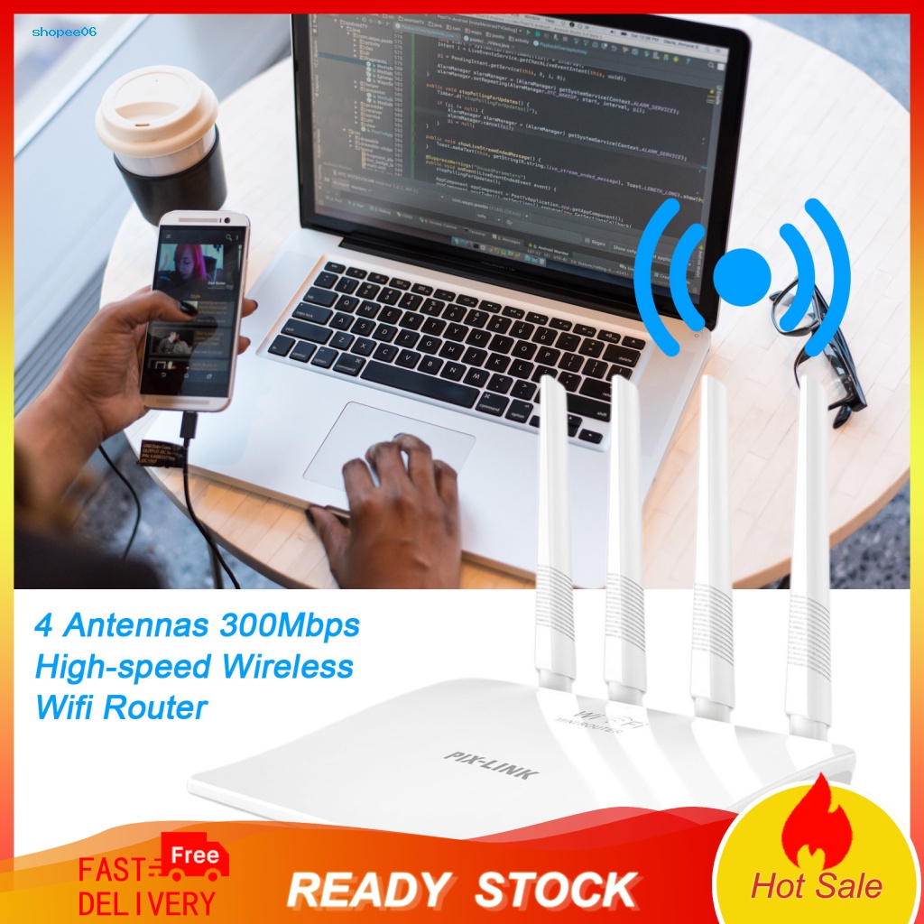 Setn เราเตอร์ไวไฟไร้สาย ความเร็วสูง 4 เสาอากาศ 300Mbps MTK7628KN 1 ชุด | Shopee Thailand