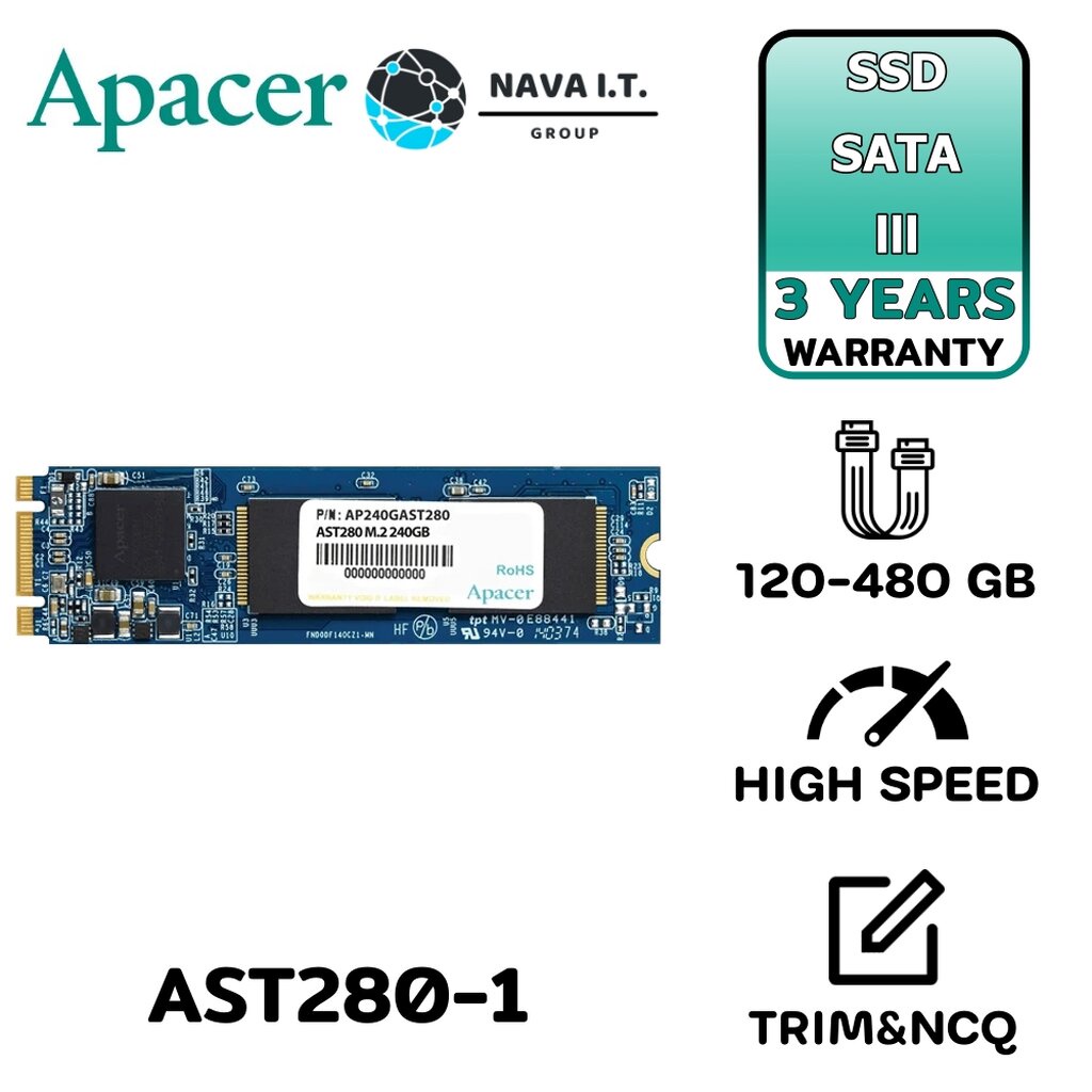 ⚡️กรุงเทพฯด่วน1ชั่วโมง⚡️ APACER SSD (เอสเอสดี) 120GB 240GB 480GB AST280-1 M.2 2280 SATA III รับ ...
