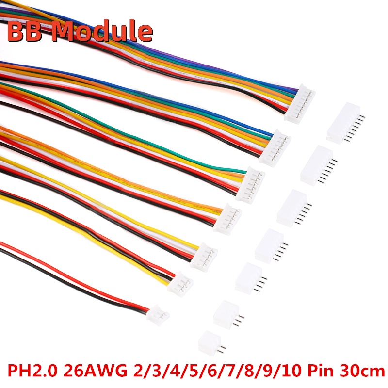 ใหม่ ปลั๊กเชื่อมต่อ JST 2.0 PH ตัวผู้ ตัวเมีย PH2.0 2 3 4 5 6 7 8 9 10P 26AWG 300 มม. 10 ชุด ...