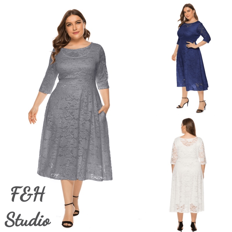 F&H 4029-12 สี XL-8XL Elegant Plus ขนาดชุดราตรีลูกไม้พร้อมกระเป๋า | Shopee Thailand