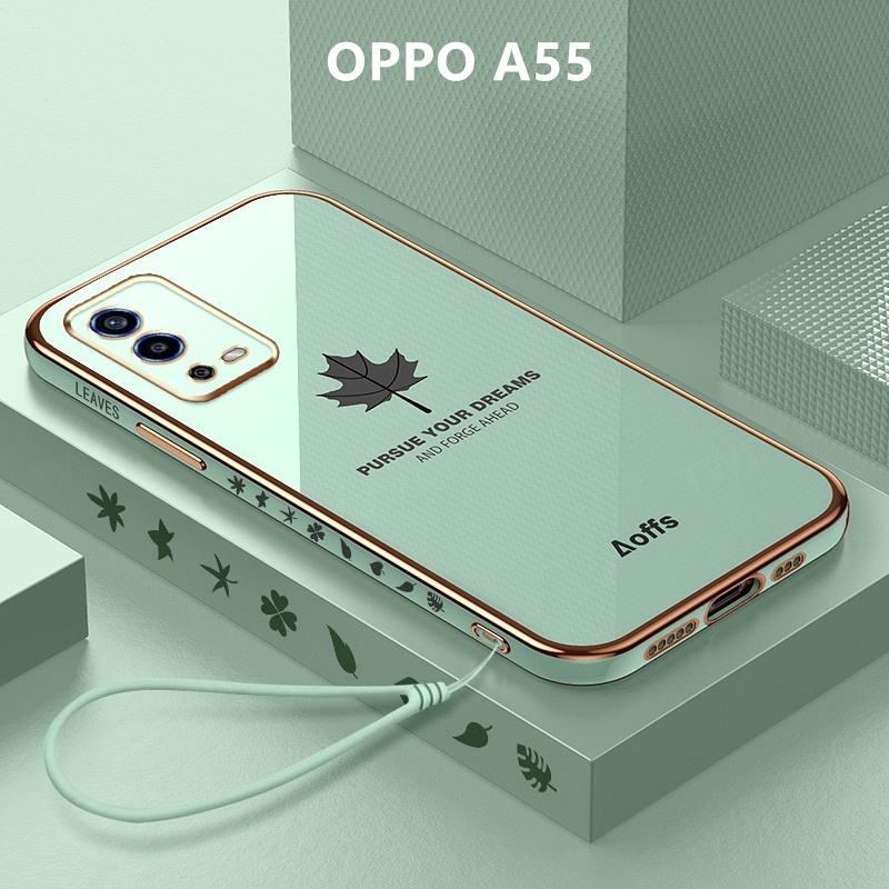 เคส OPPO A55 case ลายใบเมเปิ้ล OPPO A55 เคสโทรศัพท์ ชุบ เคสมือถือ อ่อน ...