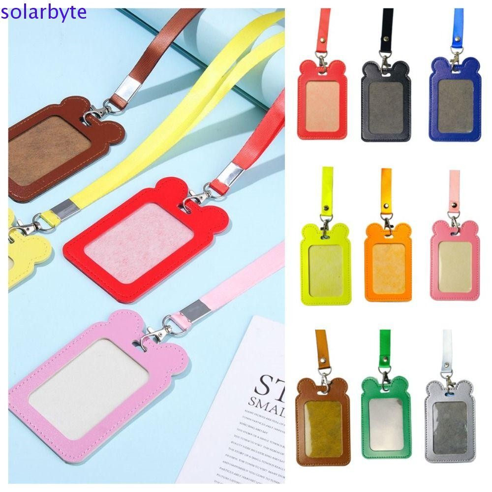 ที่ใส่บัตรประจําตัว SOLARBYTE, ที่ใส่ป้ายแมวการ์ตูน, ที่ใส่ป้ายอุปกรณ์เครื่องเขียนหนัง PU น่ารัก ...