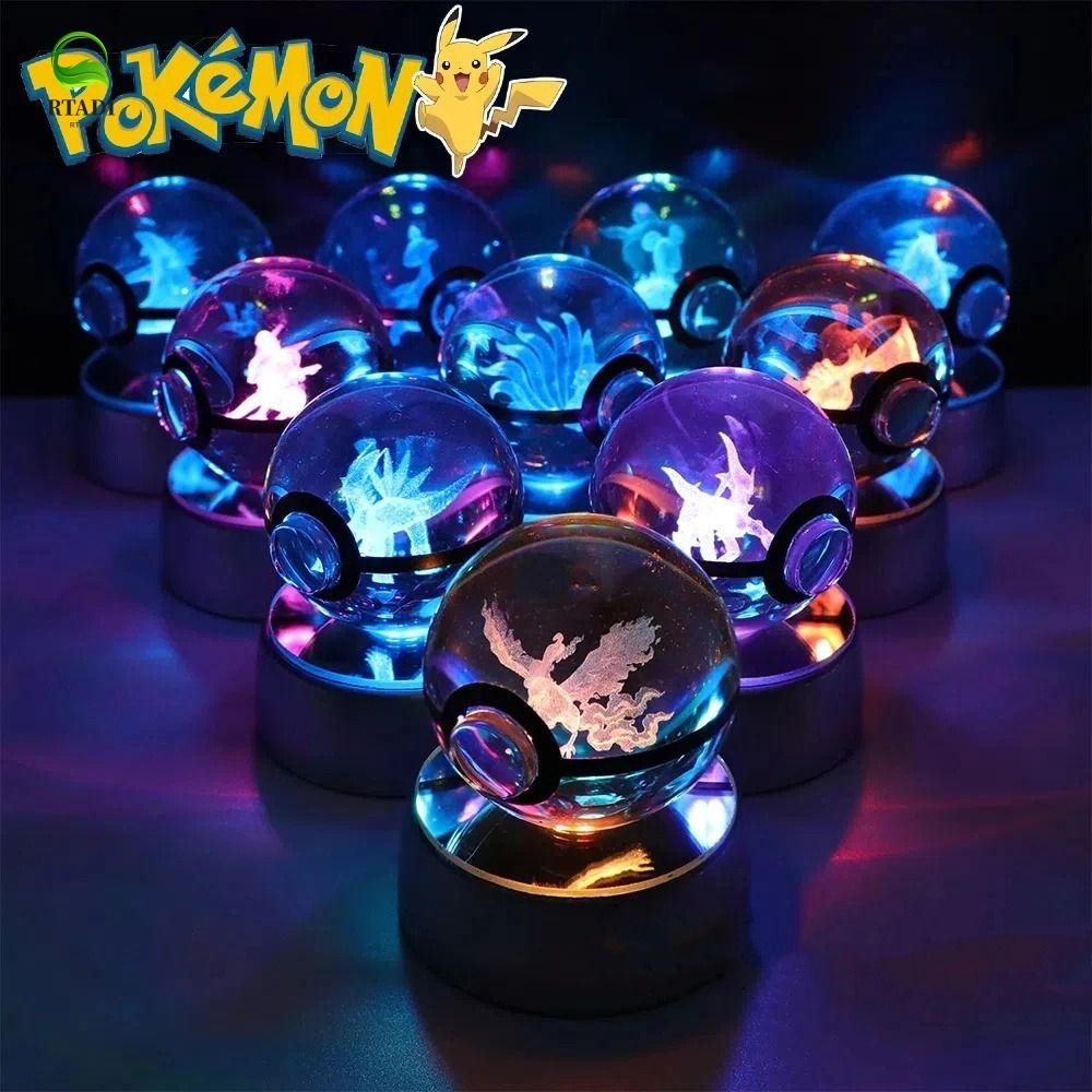 Rtadi Pikachu Glass Ball, Gengar Mew โคมไฟฐาน 3D คริสตัลบอล,คริสต์มาส ...