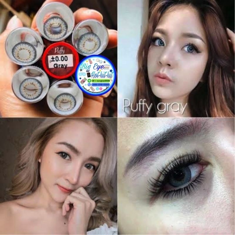 คอนแทคเลนส์ สายฝอ. รุ่น Puffy สีเทา/ตาล Gray/Brown | Shopee Thailand