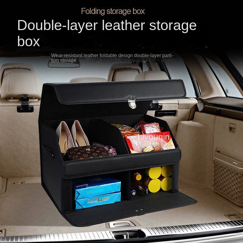 Car Folding Storage Box Multi-Functional Double-Layer Storage Box Trunk ...