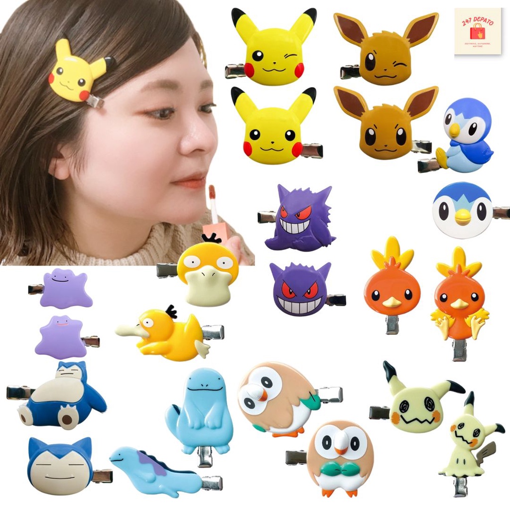 กิ๊บหนีบผม คลิปหนีบผม Pokemon 12 ลาย hair clips โปเกมอน นำเข้าจาก ...