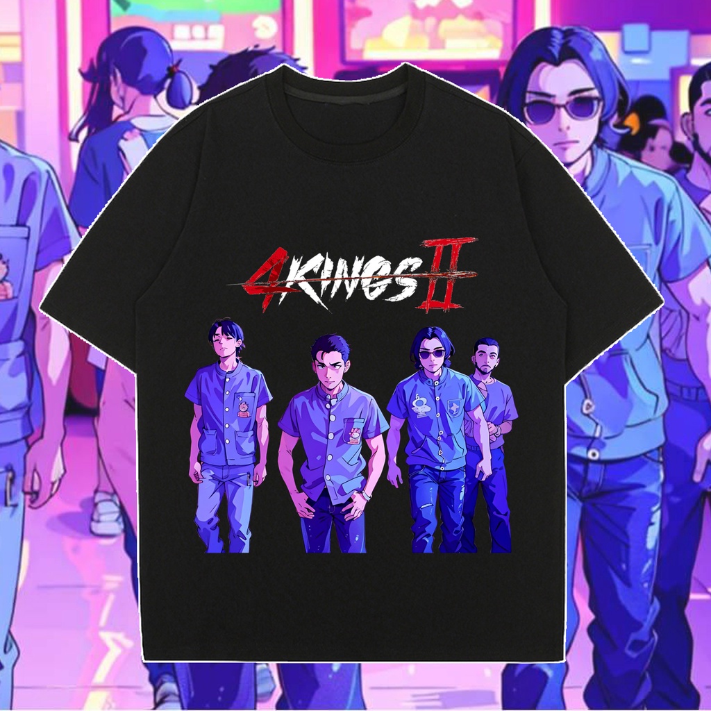 4kings2 4kingอาชีวะยุค90 ออกแบบความรู้สึกอะนิเมะตัวละครเสื้อยืด ...