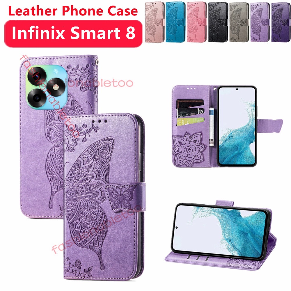 เคสโทรศัพท์มือถือหนัง ฝาพับแม่เหล็ก กันกระแทก พร้อมช่องใส่บัตร สําหรับ Infinix Smart 8 pro 8pro ...