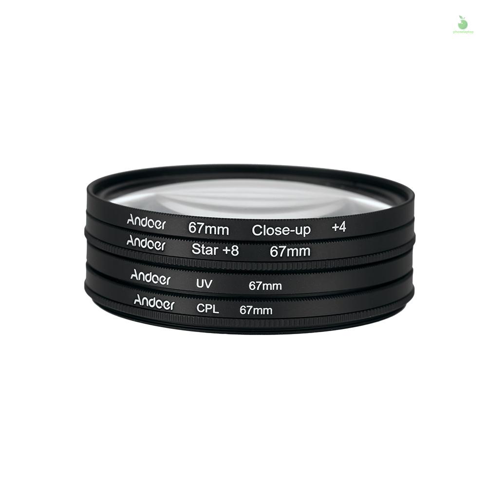 Andoer 67mm UV+CPL+Close-Up+4 +Star 8-Point Filter Circular Filter Kit ...