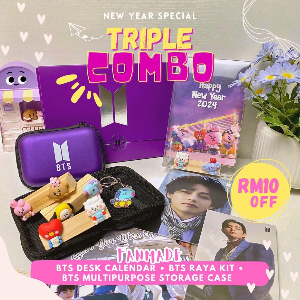 ปฏิทิน BTS Kpop Merch Calendar 2024 Sampul Duit Raya Purple Case Money ...
