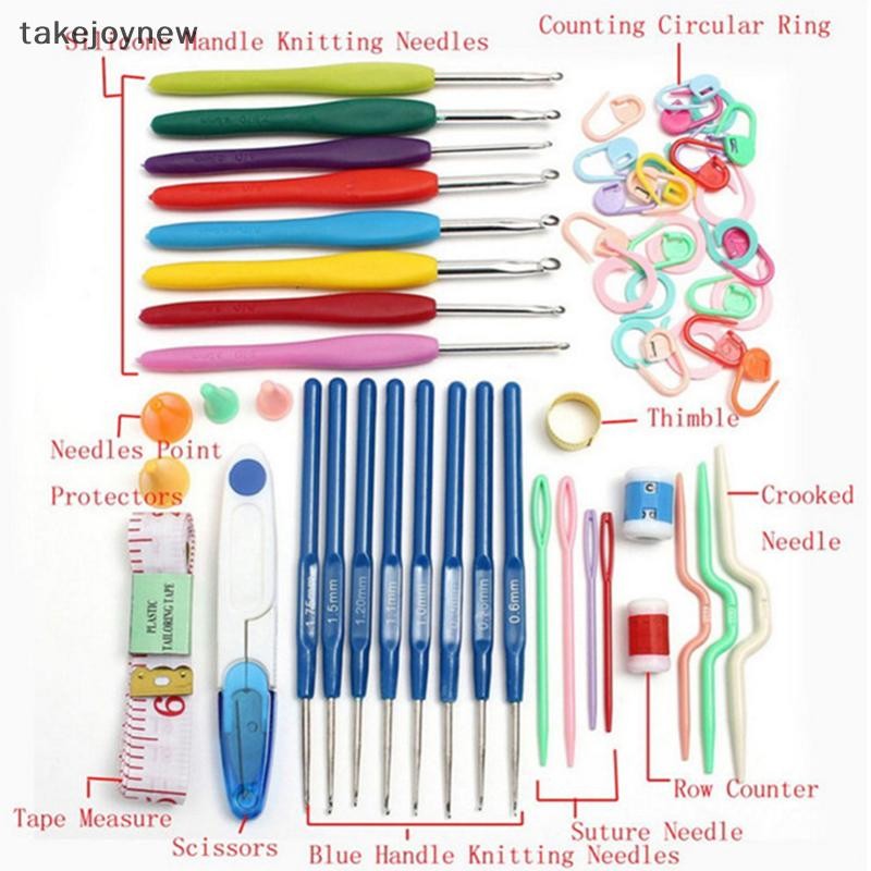 [takejoynew] 53 ชิ้นโครเชต์ตะขอถักถักสานหัตถกรรมเส้นด้ายชุดอุปกรณ์เย็บผ้า KLB | Shopee Thailand