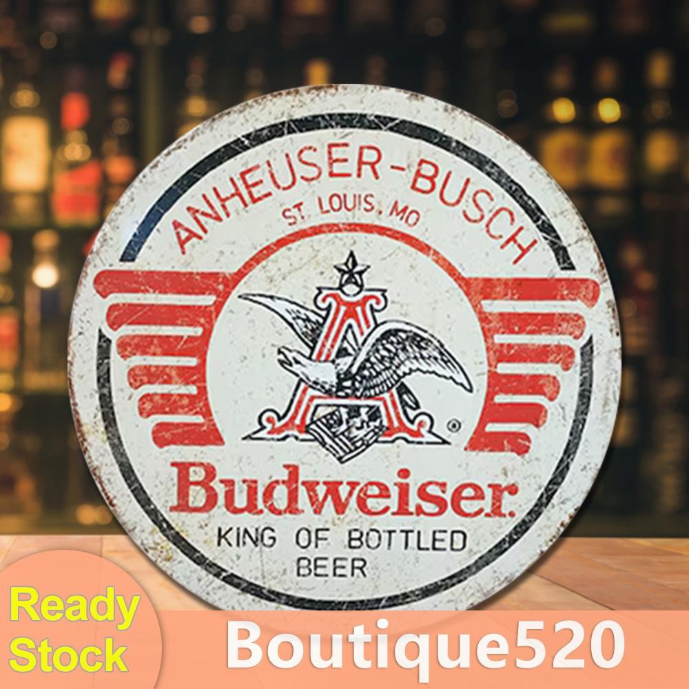 โลหะ Budweiser ป้ายดีบุกรอบภาพวาดเหล็ก Wall Home Bar Craft Decor30x30 ...