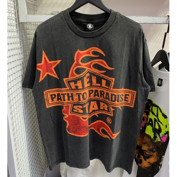 เสื้อยืดคอกลม แขนสั้น พิมพ์ลาย High Street Hellstar Studios Hell Star Tour the World Wash Old ...
