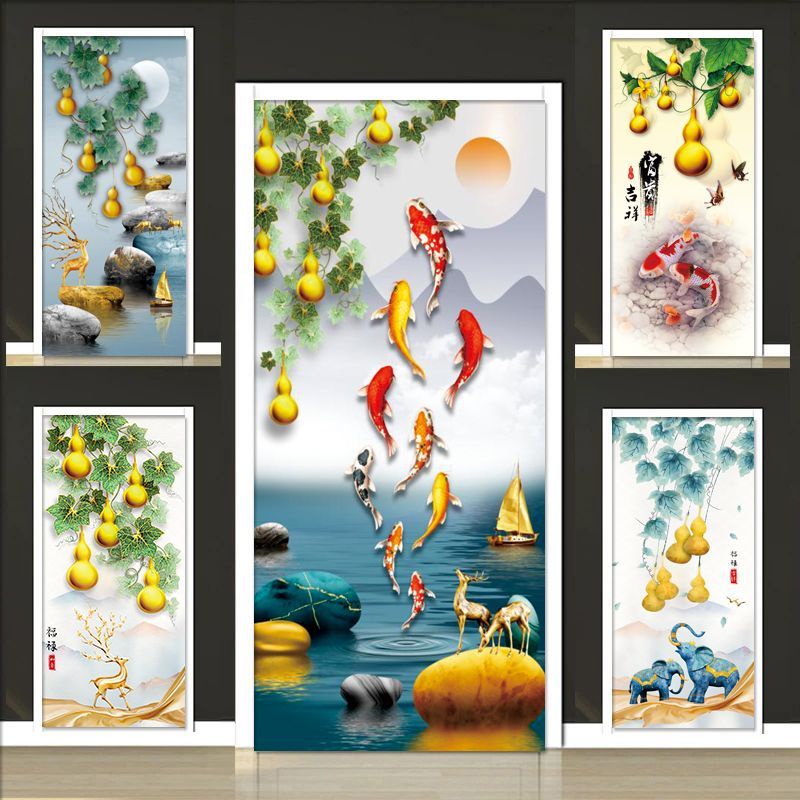 Daily premium# entry door sticker auspicious five gourds whole self ...