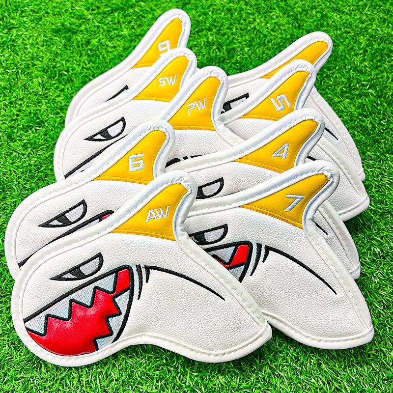 Golf Iron Cover Personalized Shark Head Cover PU Material Golf Club ...