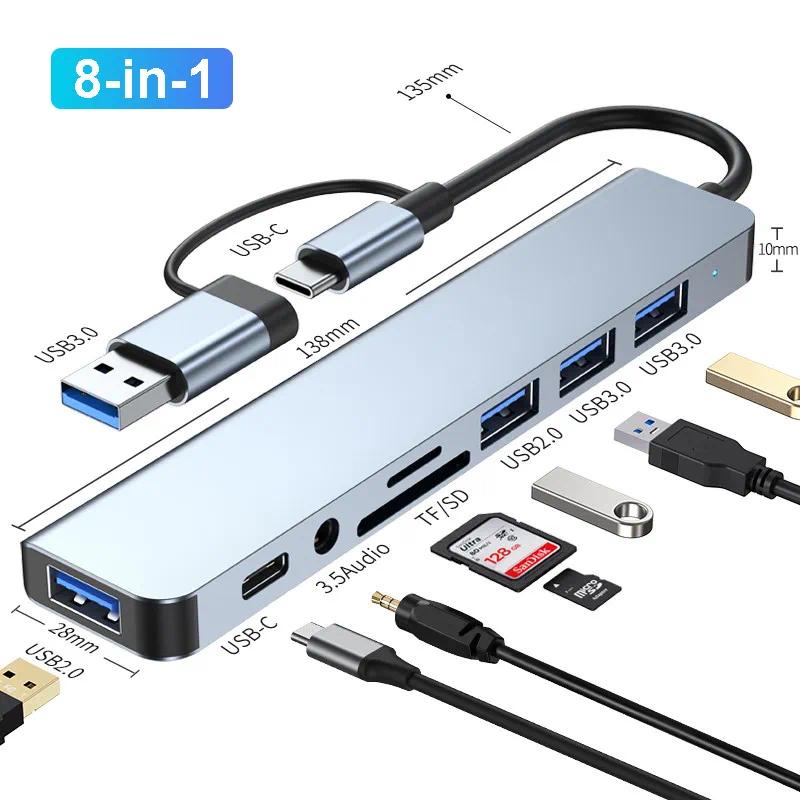 8-in-2 USB HUB 3.0 USB C HUB Dock Station 5Gbps ความเร ็ วสูง USB ...