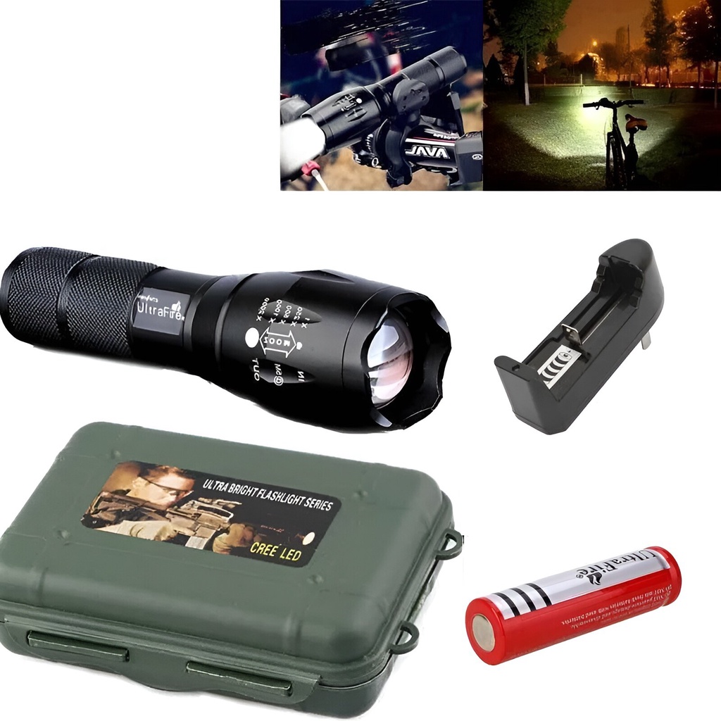 ไฟฉายแรงสูง Ultrafire 2200 LM CREE XML T6 LED Zoomable Flashlight 5 Modes แถมอุปกรณ์ครบชุด รวม ...