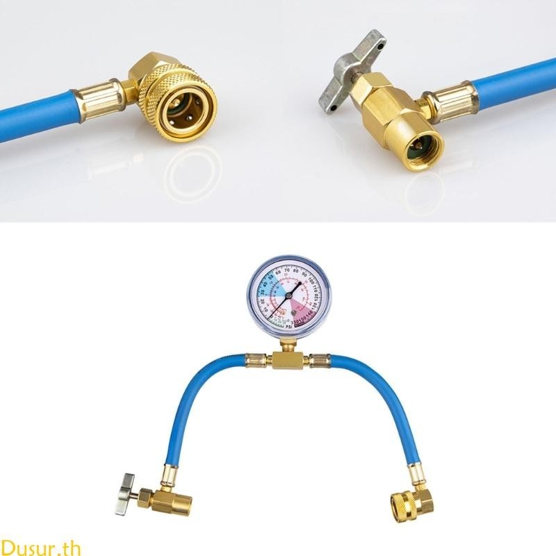 Dusur ท่อชาร์จสารทําความเย็น พร้อมเกจวัดความดัน สําหรับรถยนต์ R134A ...