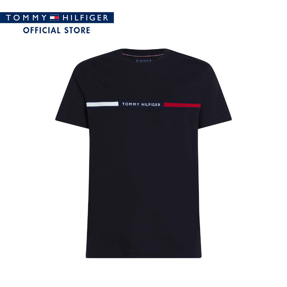 Tommy Hilfiger เสื้อยืด ผู้ชาย รุ่น MW0MW36498 DW5 - สีน้ำเงิน ทรง ...
