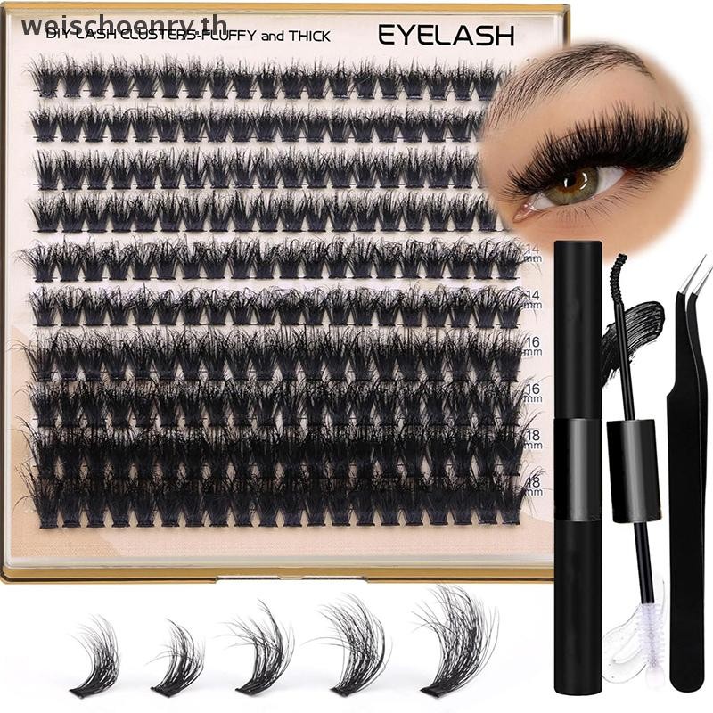Ww Fluffy หนา Lash Clusters DIY Eyelash Extension 10-18 มม.D Curl Lash ...