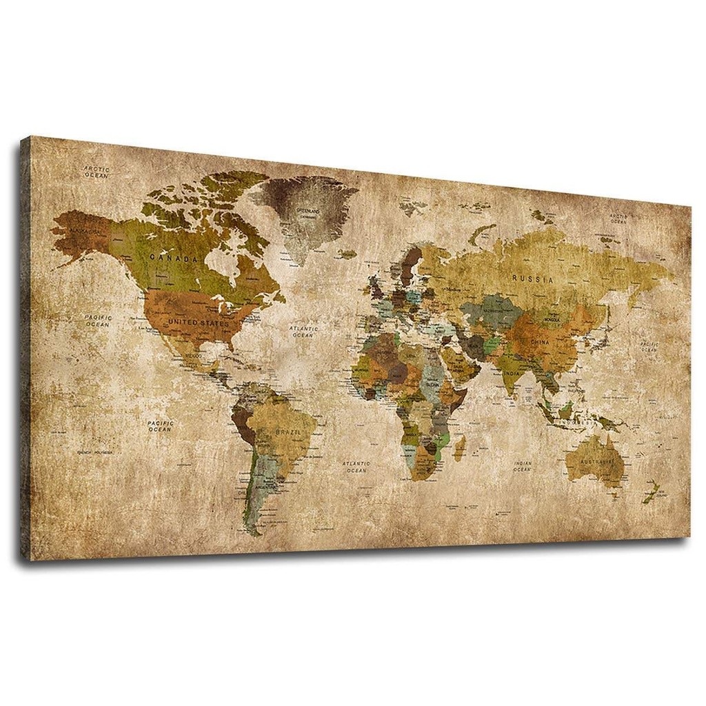 Vintage_world_map_canvas_wall_art_ภาพ_antiqed_map_of_the_world_canvas ...