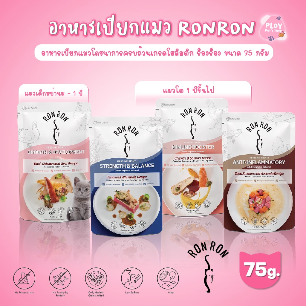 [ขายปลีก] อาหารเปียกแมวร็องร็อง RONRON Holistic Grade ขนาด 75 กรัม | Shopee Thailand