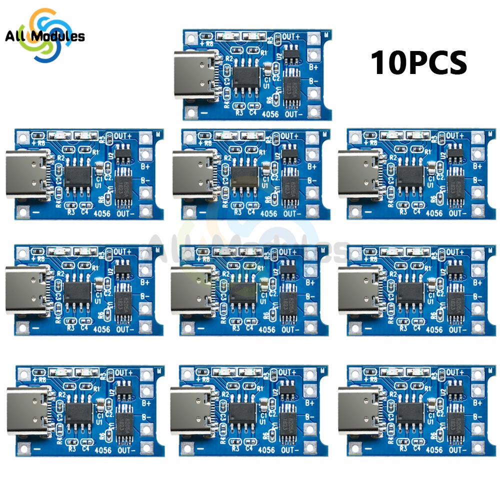 บอร์ดโมดูลชาร์จแบตเตอรี่ลิเธียม Type-c Micro USB 5V 1A 18650 TP4056 10 ...