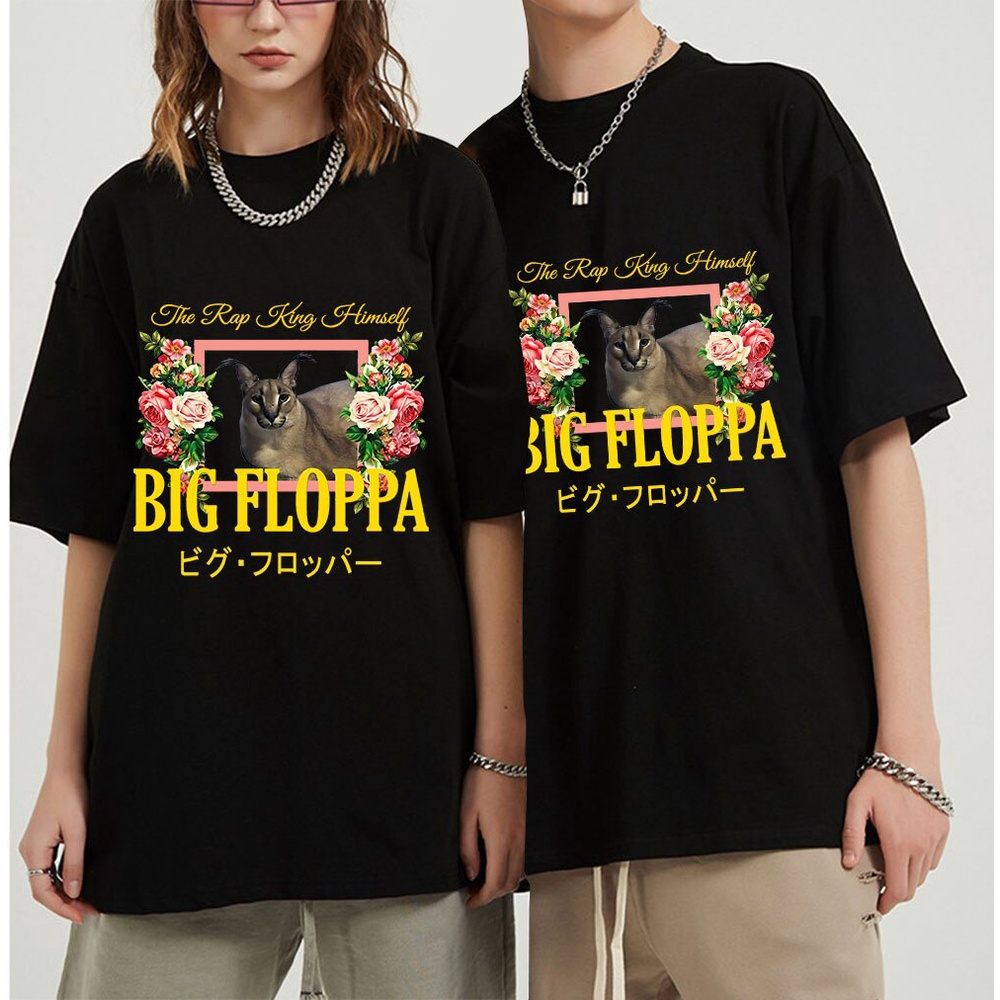 NewBn3d9we23 เสื้อยืดผ้าฝ้าย 100% พิมพ์ลายดอกไม้ Floppa Meme Floppster ...