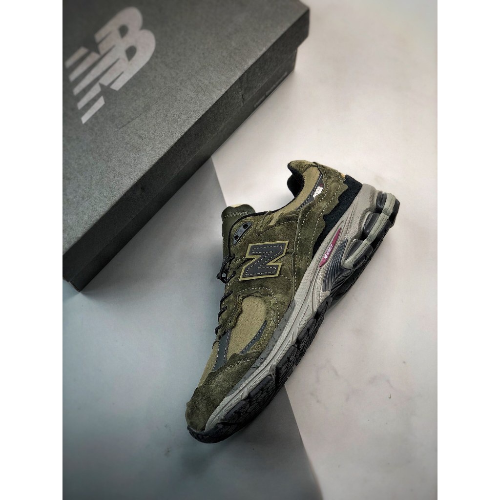 genuine New Balance 2002R army green วินเทจลำลองต่ำด้านบนกีฬาดูดซับแรง ...
