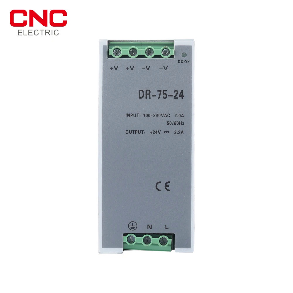 Cnc DR-75-24 รางสวิตช์พาวเวอร์ซัพพลาย เอาท์พุตเดี่ยว DIN 24v หม้อแปลงแรงดันไฟฟ้า จอแสดงผล LED ...