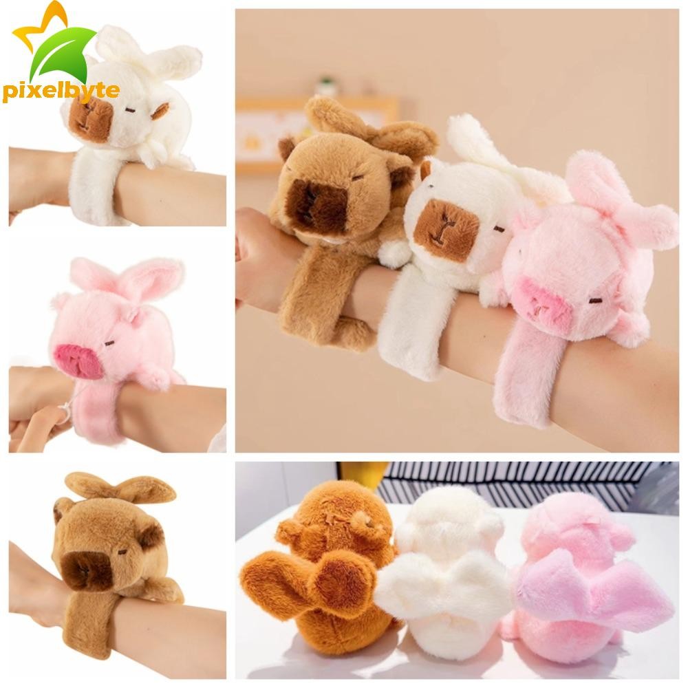 Pixelbyte Capybara Plush Slap Bracelet, Clap Circle Toy Fluffy Capybara Slap Snap Doll Toy ...