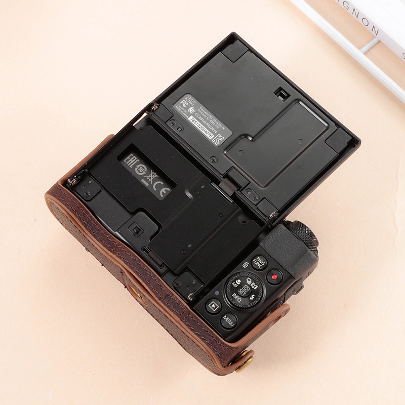 เคสหนังวัวแท้ แบบครึ่งหนึ่ง ถอดออกได้ สําหรับ Canon g7x2 Pack G1X3 G7X ...